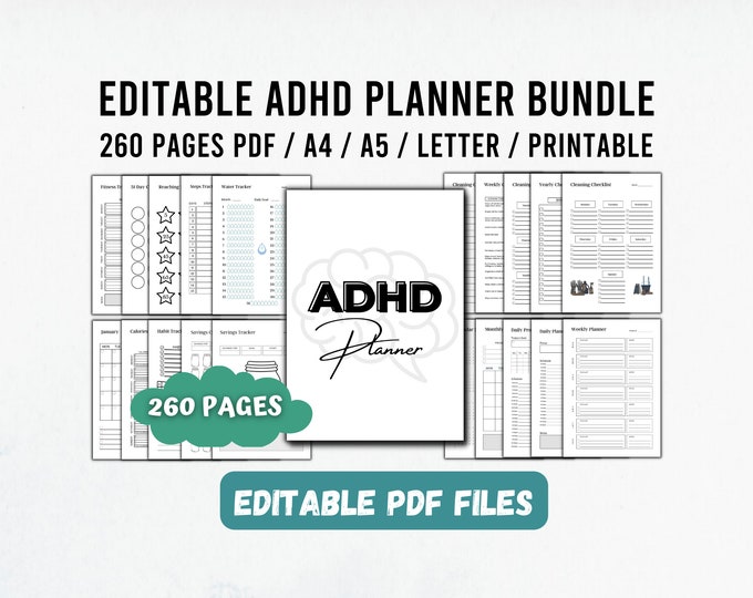 Editable ADHD Planner, ADHD Planner Adult, ADHD Daily Planner Printable ...
