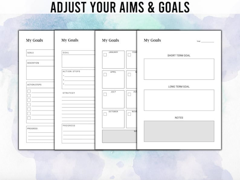Editable Goal Planner Bundle, 2023 Goal Tracker Printable, Goal Setting ...