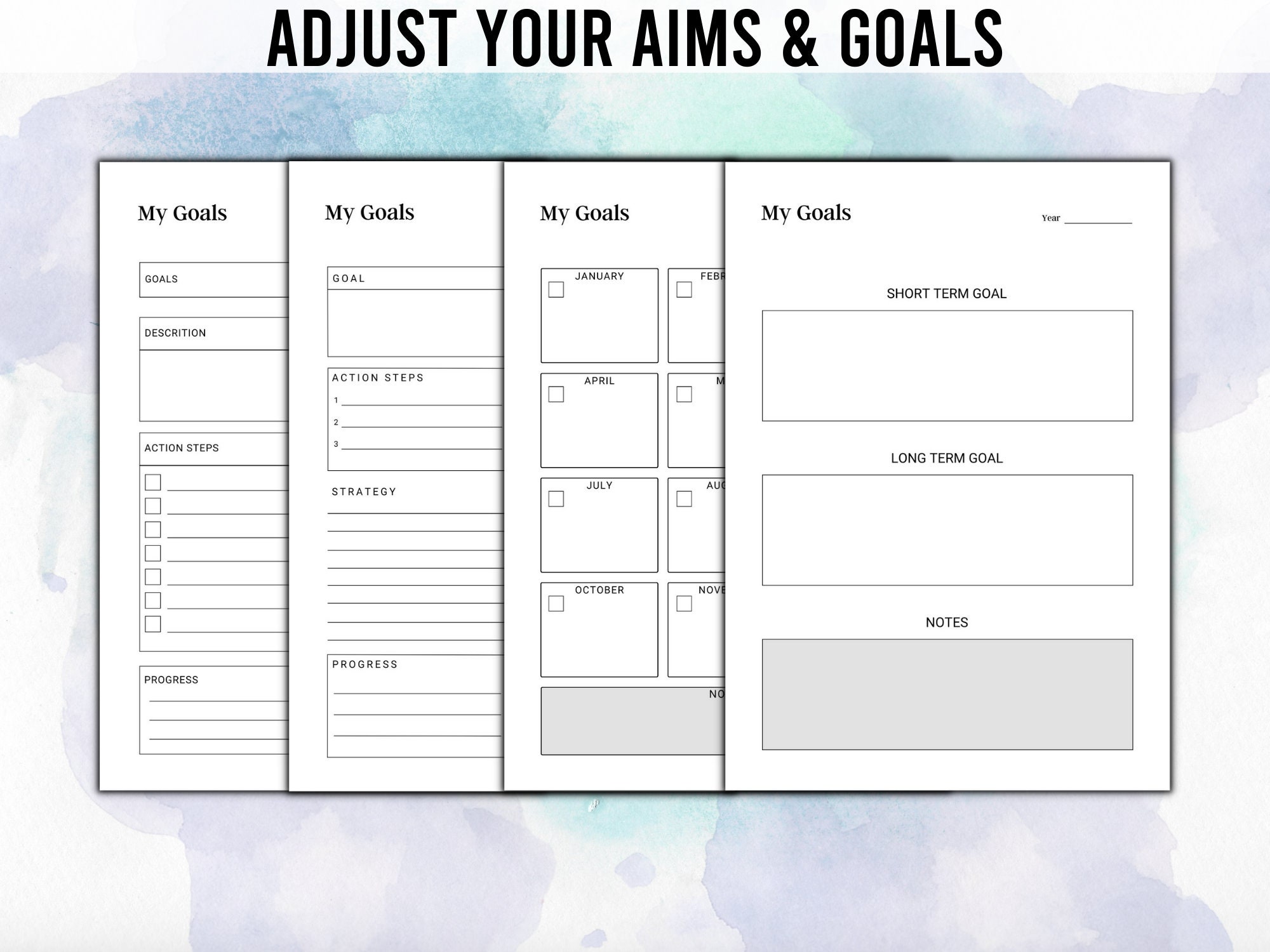 Editable Goal Planner Bundle, 2023 Goal Tracker Printable, Goal Setting ...