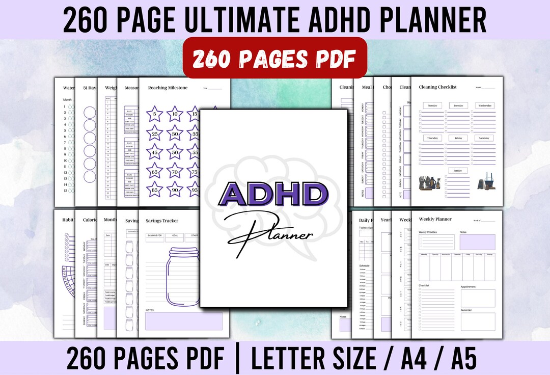 Purple ADHD Planner ADHD Planner Adult Adhd Digital Planner - Etsy