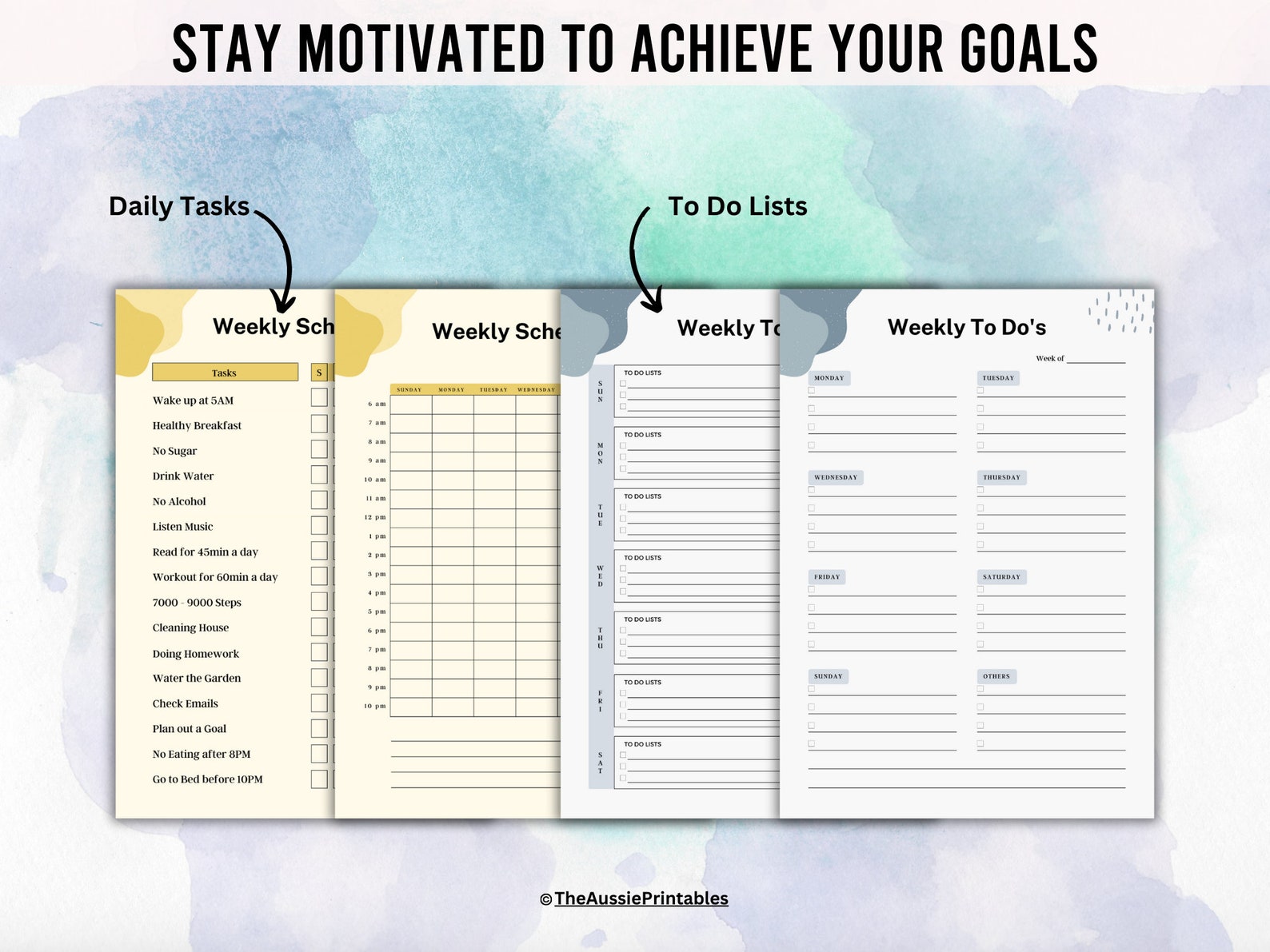 Weekly Planner Printable Pdf, Daily Checklist Pdf, Daily Routine ...