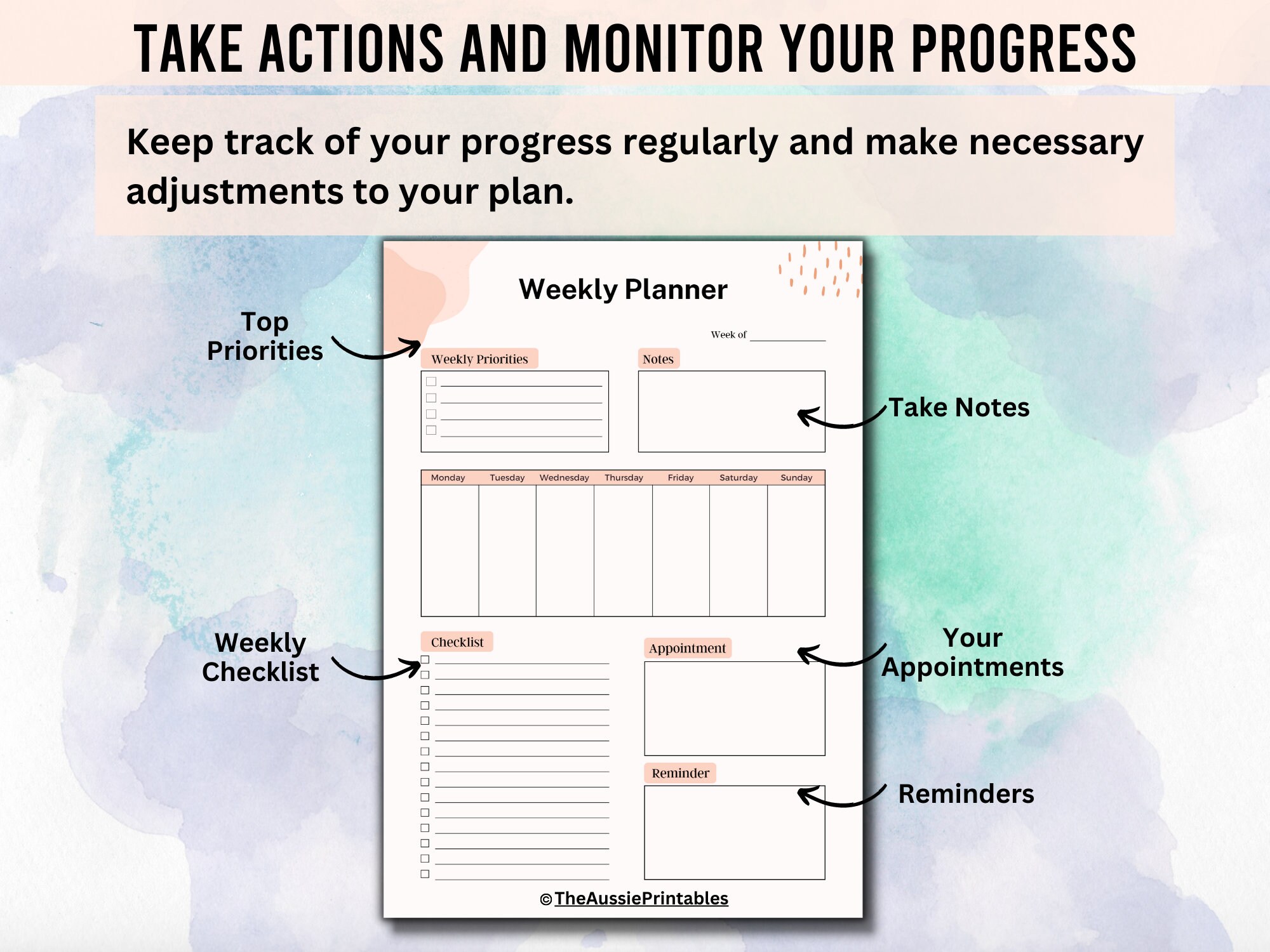 Weekly Planner Printable Daily Checklist Pdf Work Day - Etsy