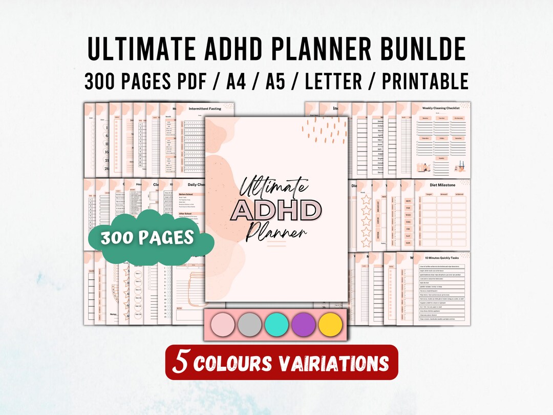 ADHD Planner Adult, ADHD Planner Printable, ADHD Productivity Planner ...