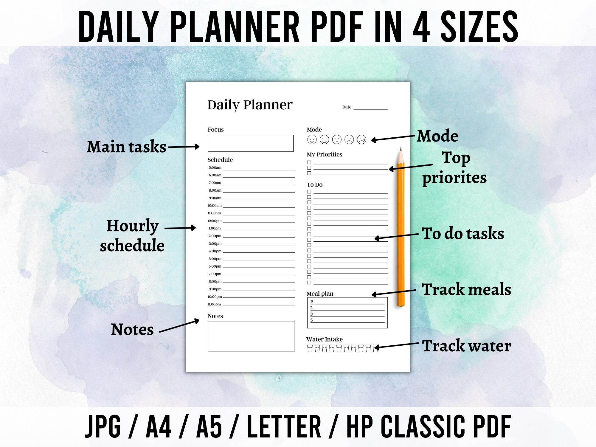 Daily Hourly Planner, Adhd Planner Adult, Daily Schedule, Daily to Do ...