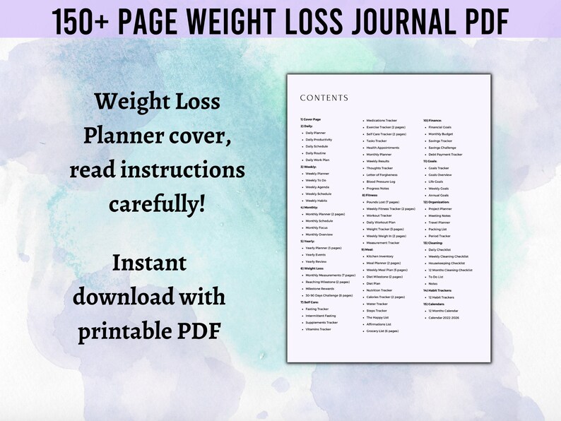 Purple Weight Loss Journal Weight Loss Tracker Pdf Weight - Etsy