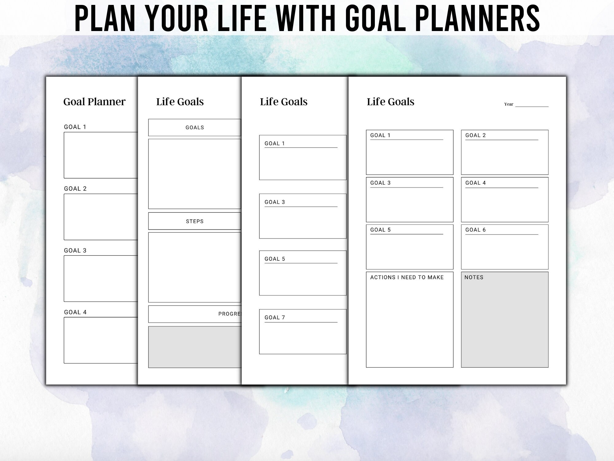 Editable Goal Planner Bundle, 2023 Goal Tracker Printable, Goal Setting ...