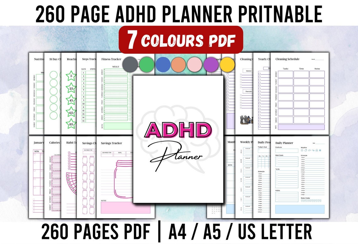 ADHD Planner Adult Pdf Printable ADHD Planner ADHD Daily - Etsy