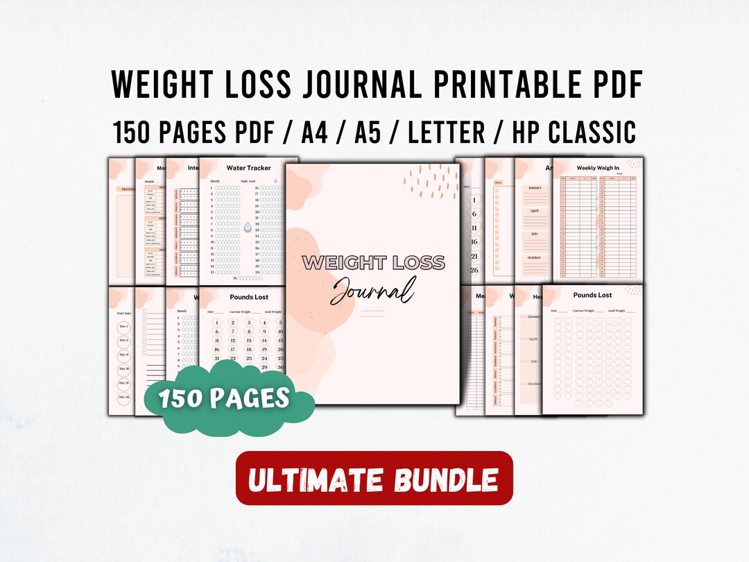 Pink Weight Loss Journal, Weight Loss Tracker Pdf, Pounds Lost Tracker ...