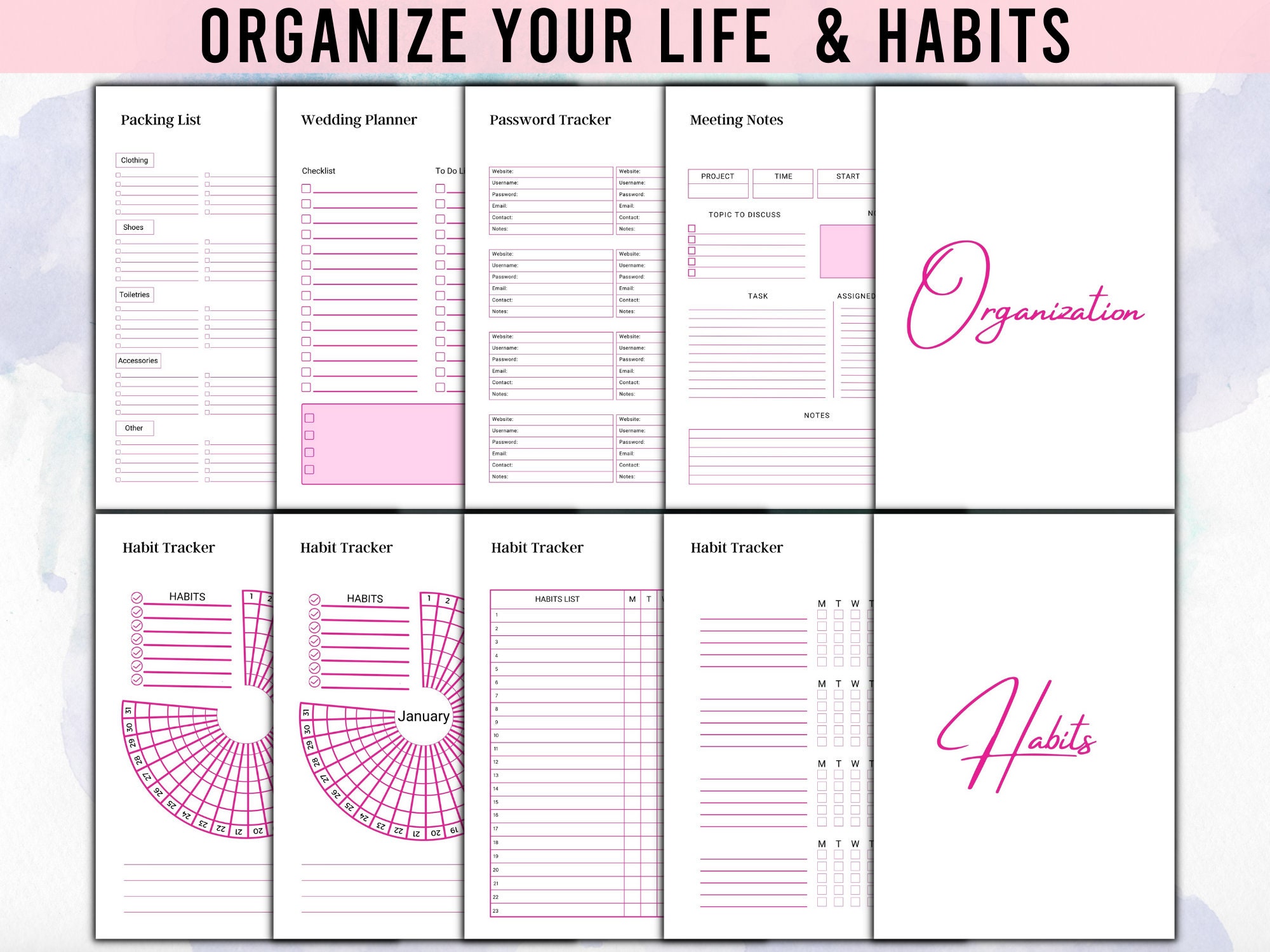 Pink ADHD Planner Adult, ADHD Planner Adult, Adhd Digital Planner, ADHD ...