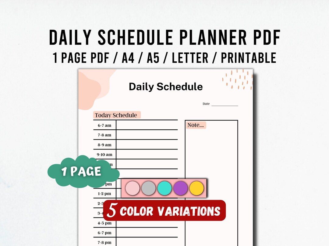 Daily Schedule Planner, Daily Routine Planner, Daily Checklist, Daily ...