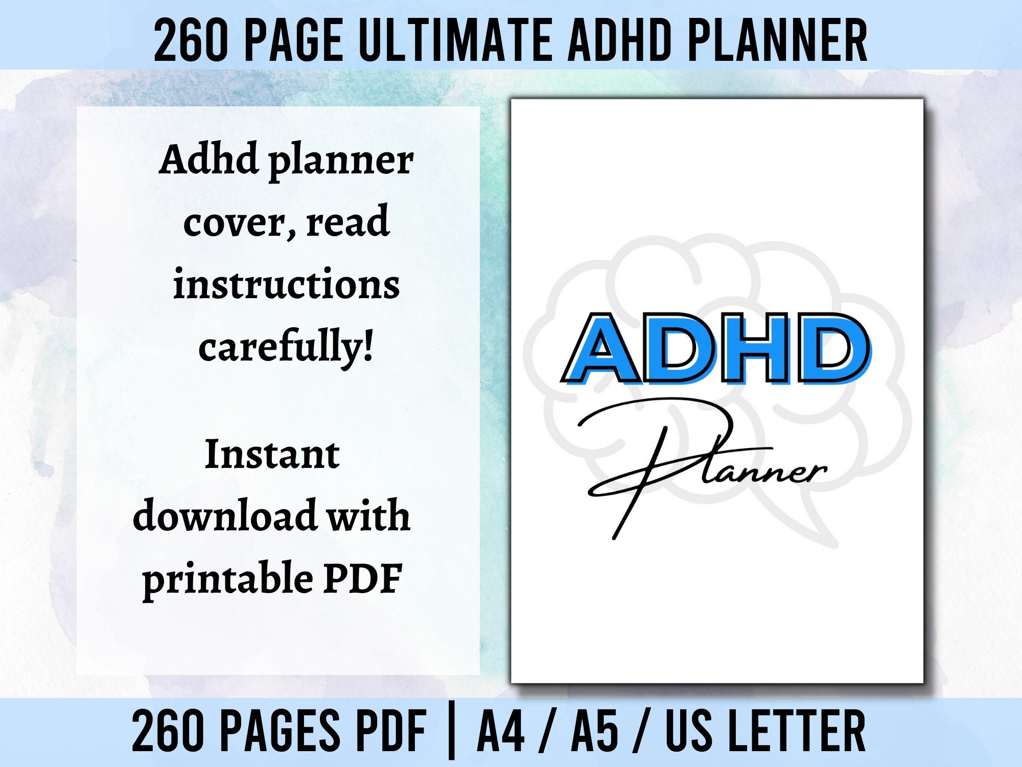 Blue ADHD Planner, ADHD Planner Adult Pdf, Adhd Digital Planner, ADHD ...