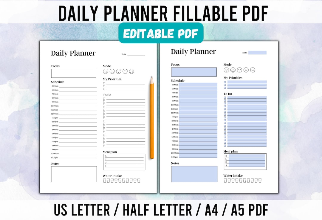 Daily Planner Printable Pdf, Hourly Planner Printable, Adhd Planner ...