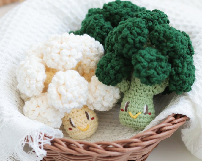 Broccoli Cauliflower Crocheted Baby Toy | Soft Toy | Baby Play Food ...