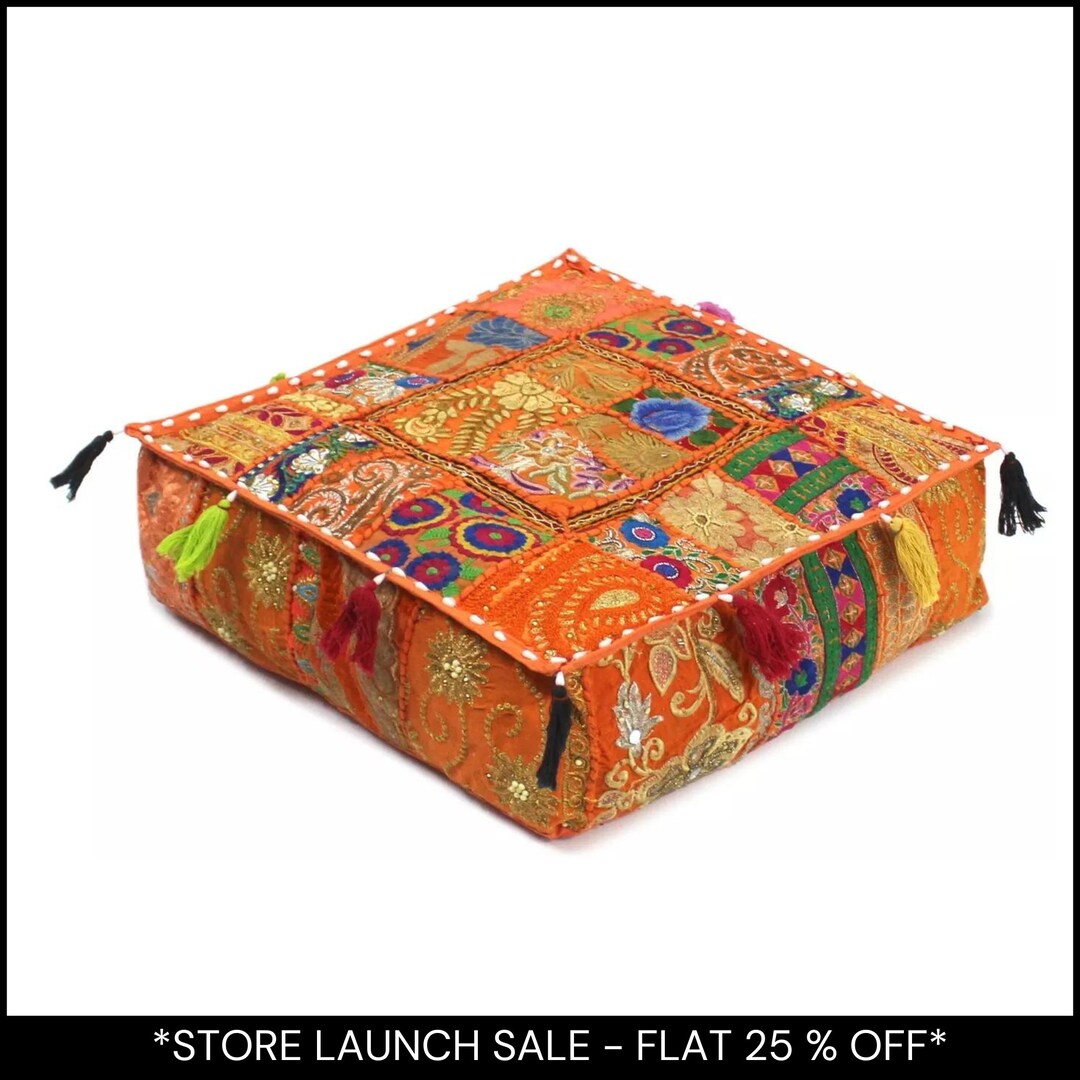 Patchwork Large Floor Cushion Cover, Box Cushion Covers, Meditation ...