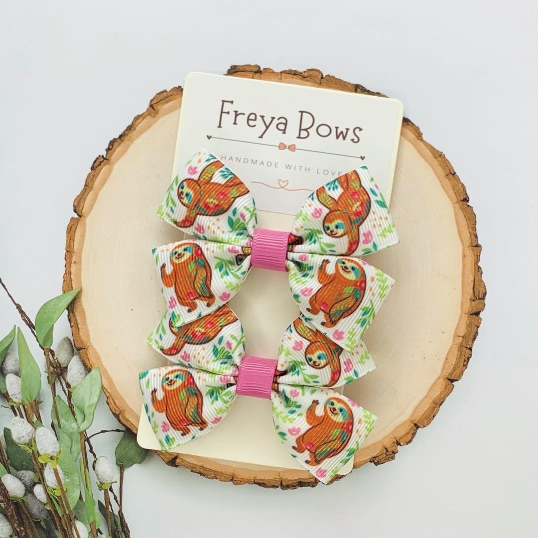 Sloth Hair Bows for Toddlers and Girls, Baby Headbands, Sloth Pigtail ...