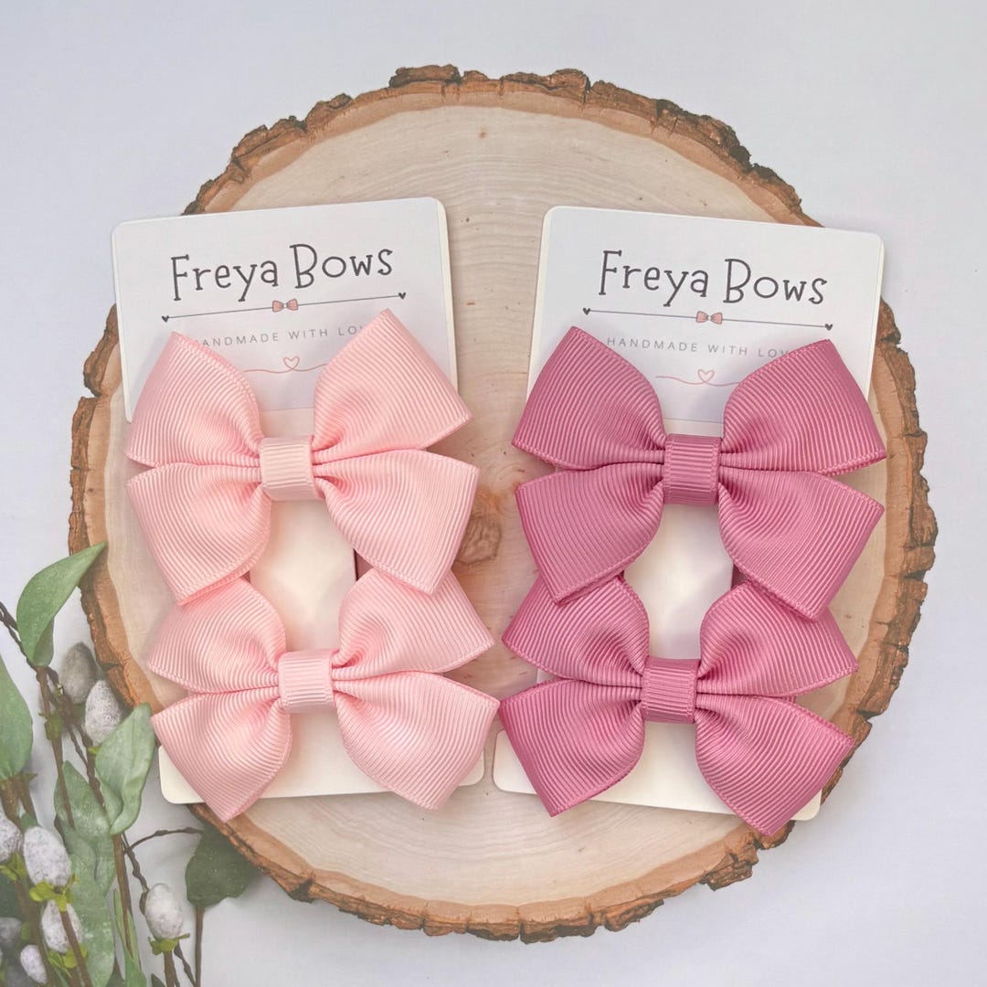 Pink Hair Bows, Rose Pigtail Bows, Pink Ribbon Bows, Hair Bows for ...