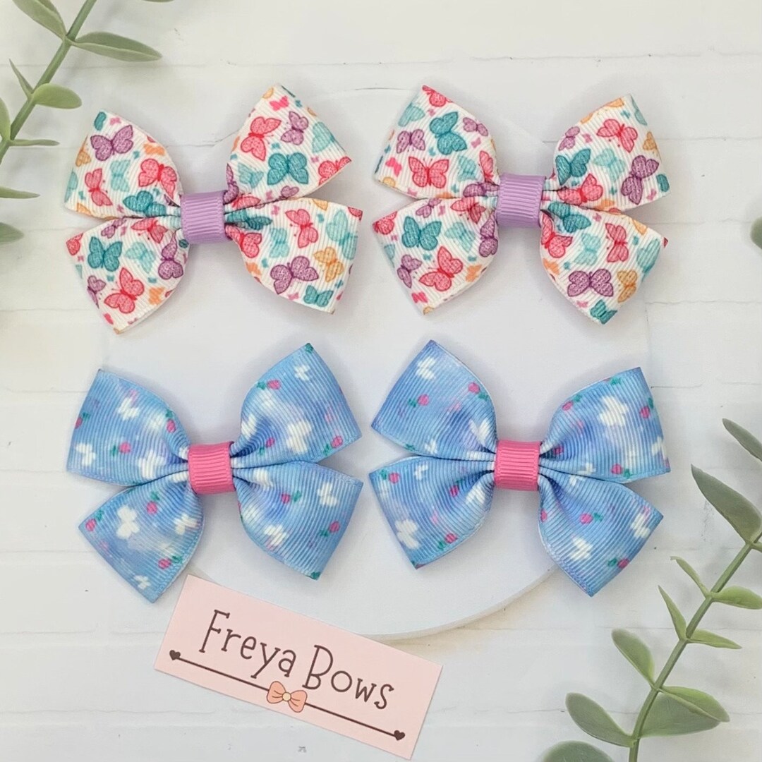 Butterfly Hair Bows Pigtail Bow Set Toddler Hair Clips - Etsy