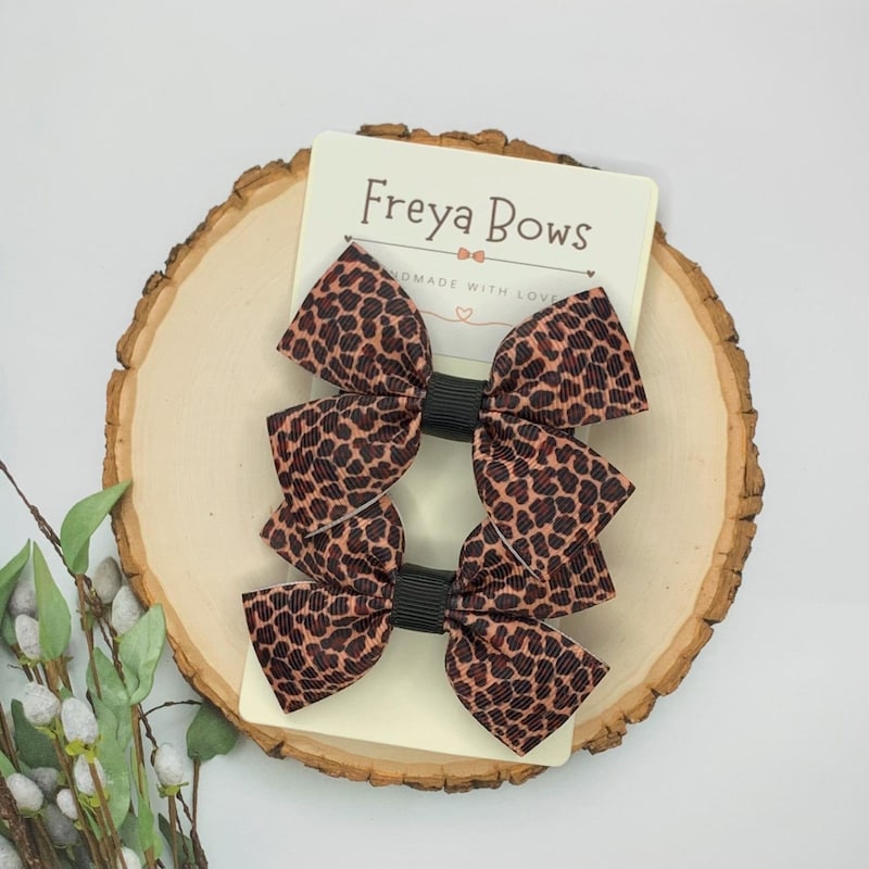 Small Leopard Hair Bow - Etsy UK