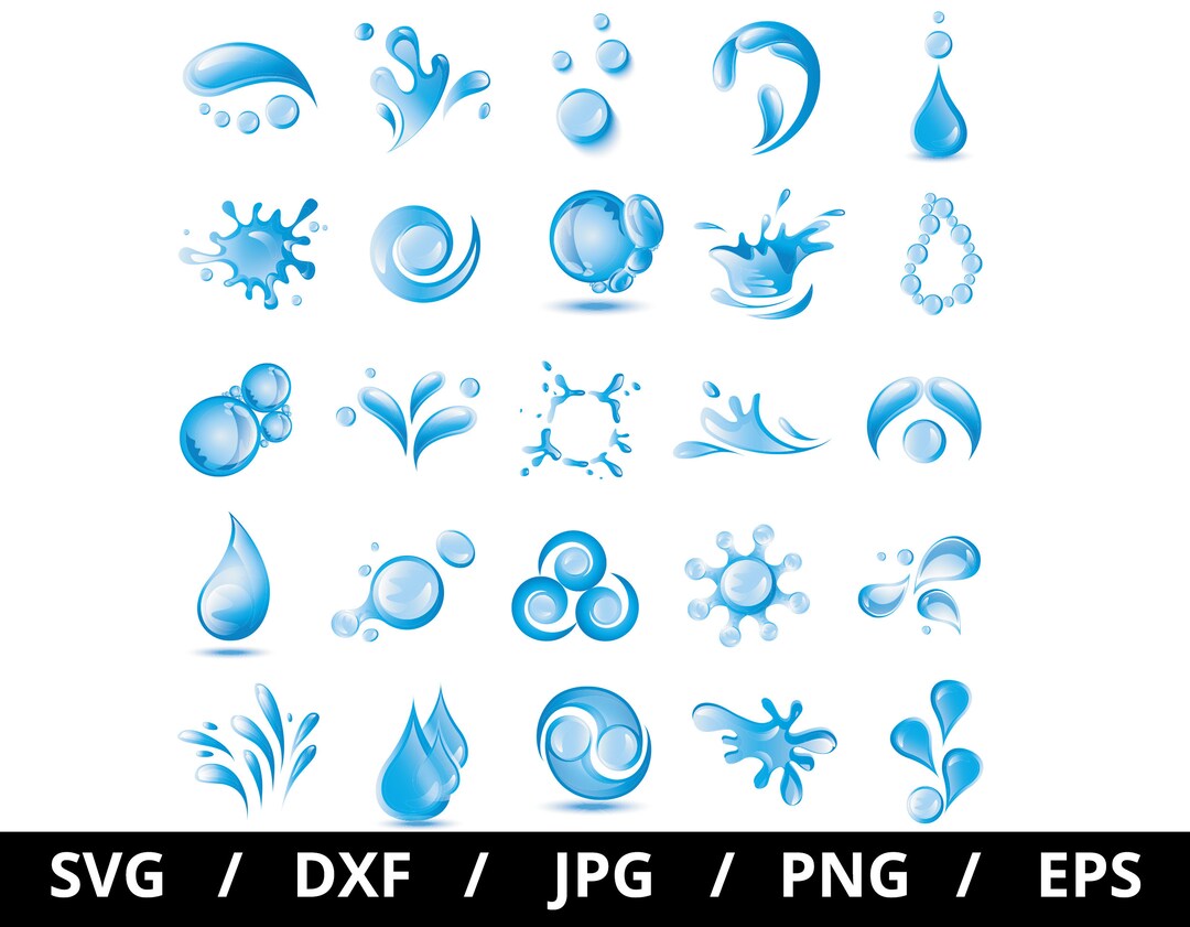 Water Design Logo Sets Collection Illustration Svg, Blue Water Drop ...