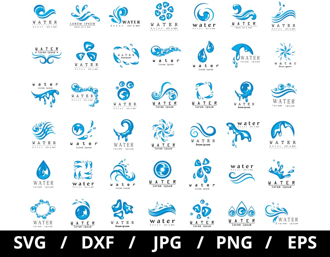 Water Design Logo Sets Collection Illustration Svg, Blue Water Drop ...