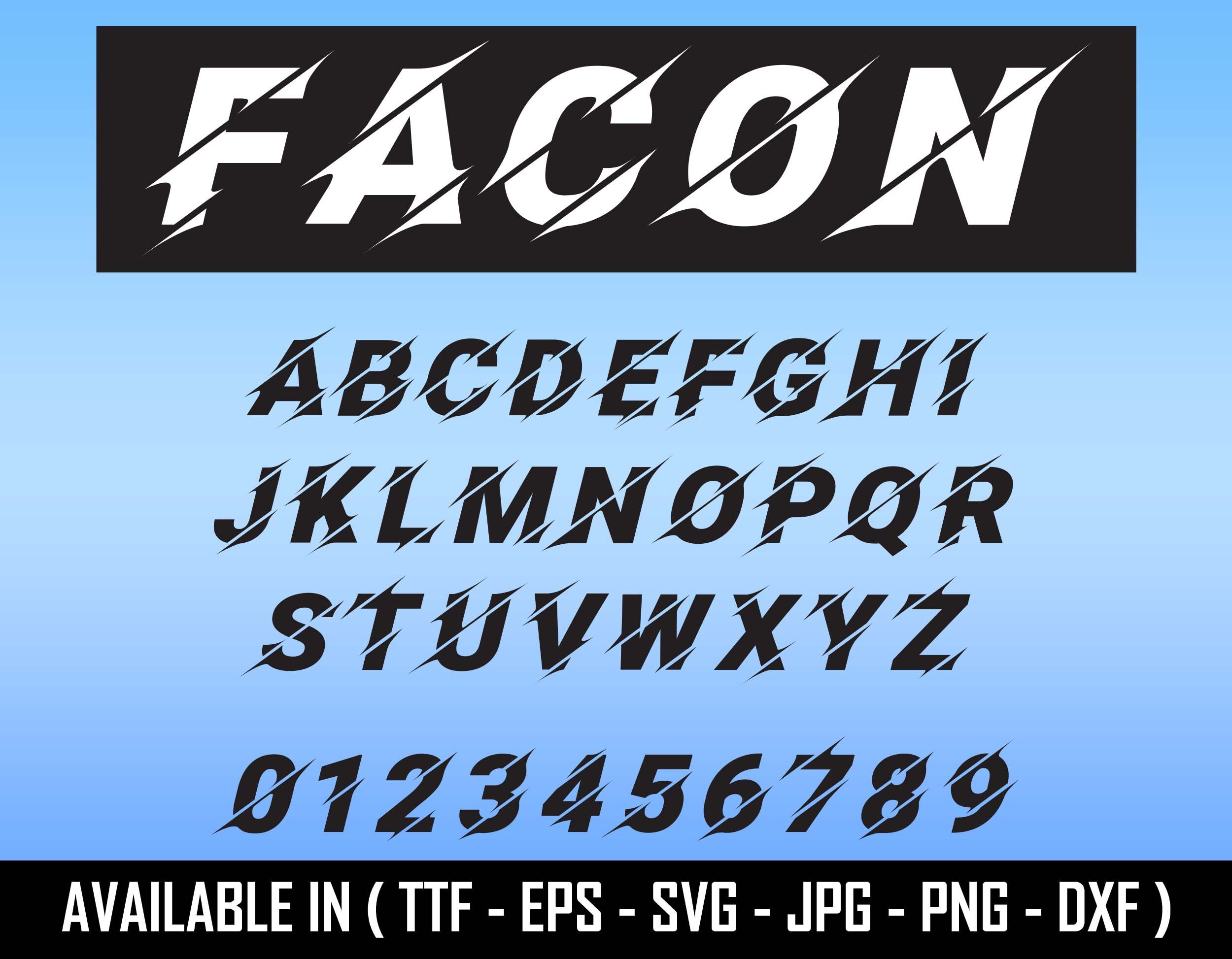 Facon Font Svg Facon Alphabet Svg Facon Letters & Numbers - Etsy