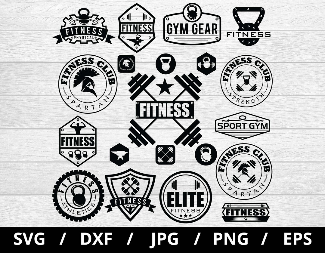 Fitness Gym Logo Sets Illustration Svg, Muscle Club, Body Building ...