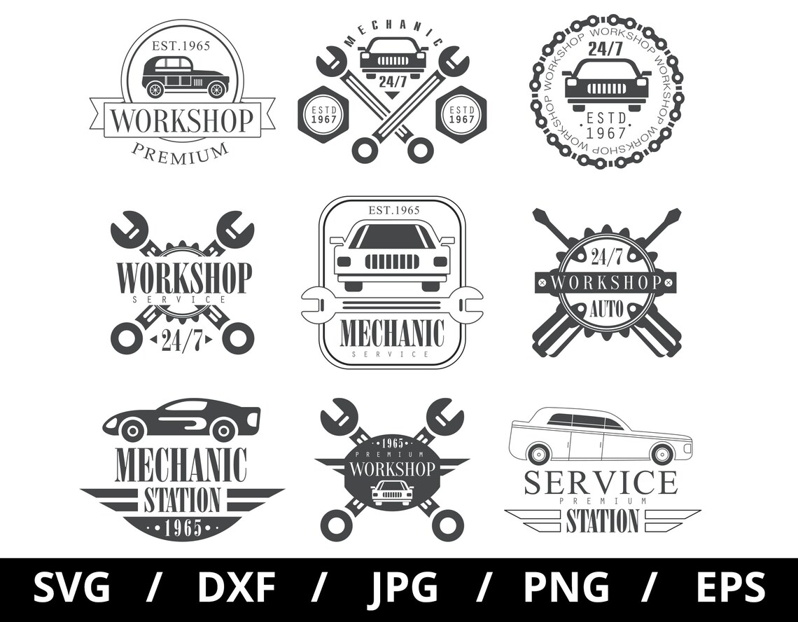 Mechanic Station Logo Sets Collection Illustration Svg, Auto Service ...