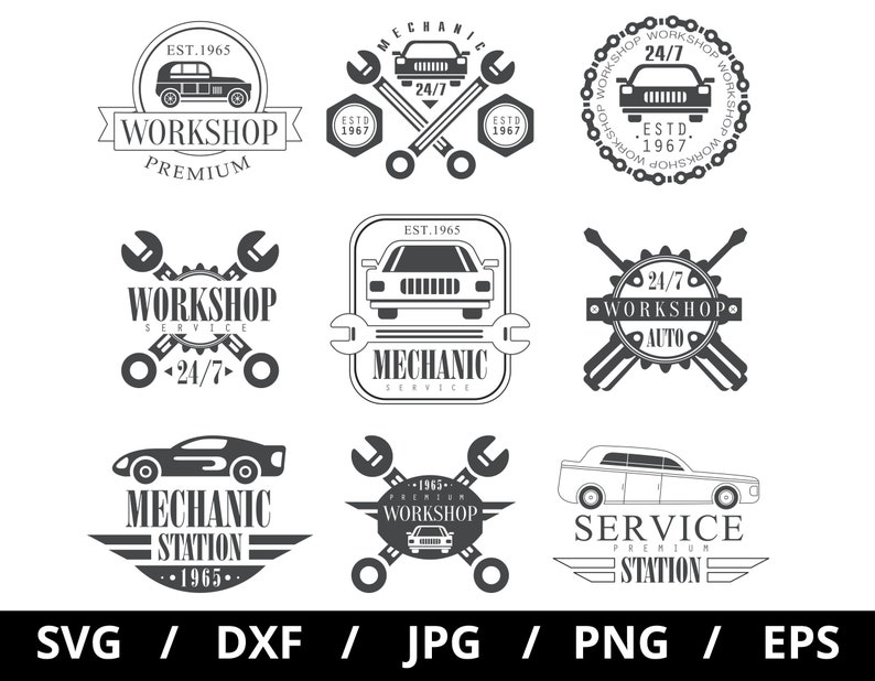 Mechanic Station Logo Sets Collection Illustration Svg, Auto Service ...