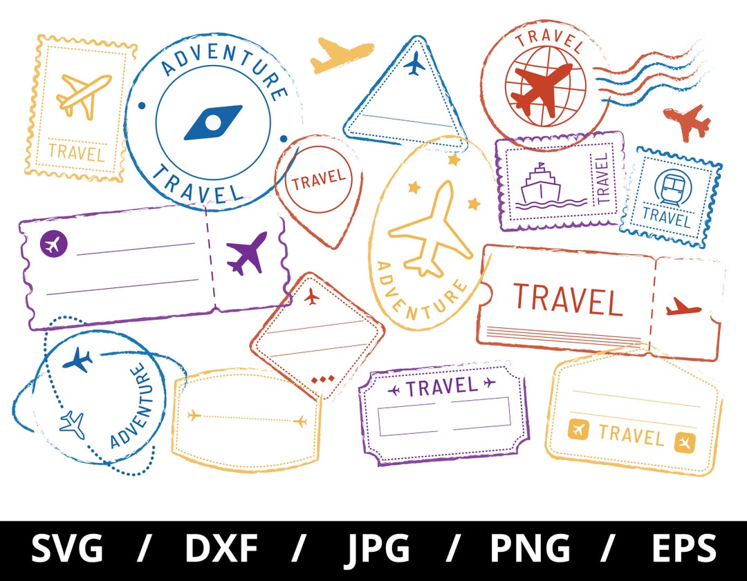 Travel Continents Stamp Sets Collection Illustration Svg, Passport ...