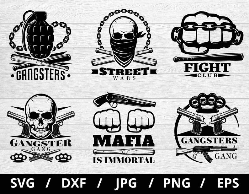 Gangster Club Logo SVG Collection: Street Wars Emblems (digital ...