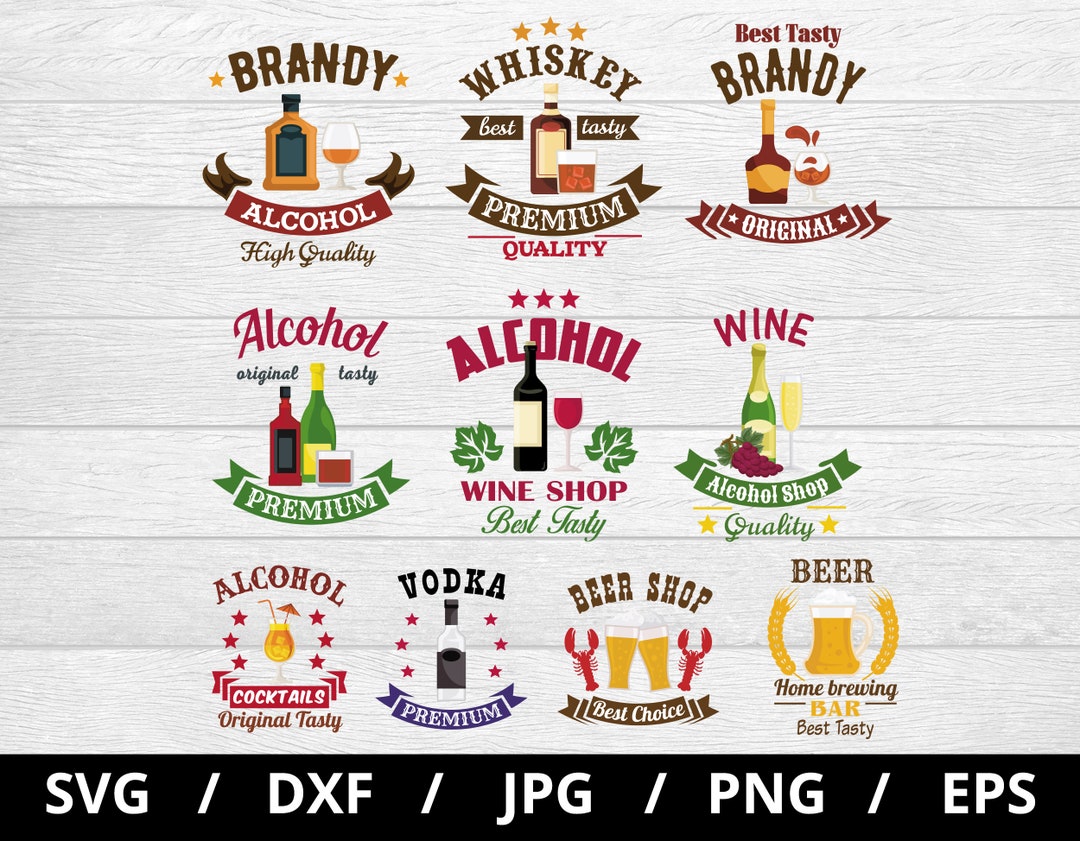 Wine Shop Logo Sets Illustration Svg Home Brewing Brandy - Etsy