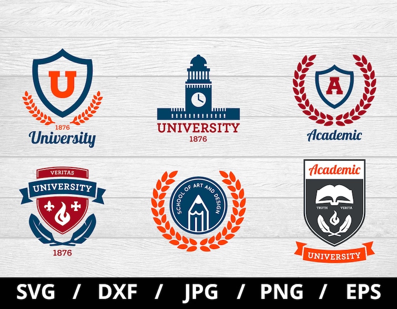 University Logo Illustration Set, College Emblems SVG, PNG, EPS - Etsy