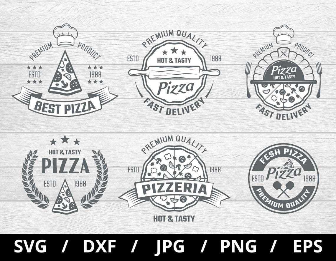 Pizzeria Logo Sets Collection Illustration Svg, Pizza Hot and Tasty ...