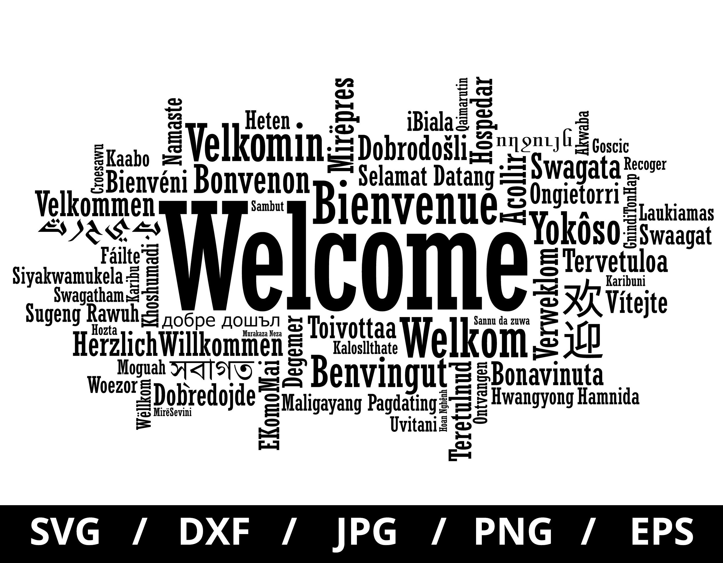 Welcome Typography Composition Lettering Svg, Different Language of ...