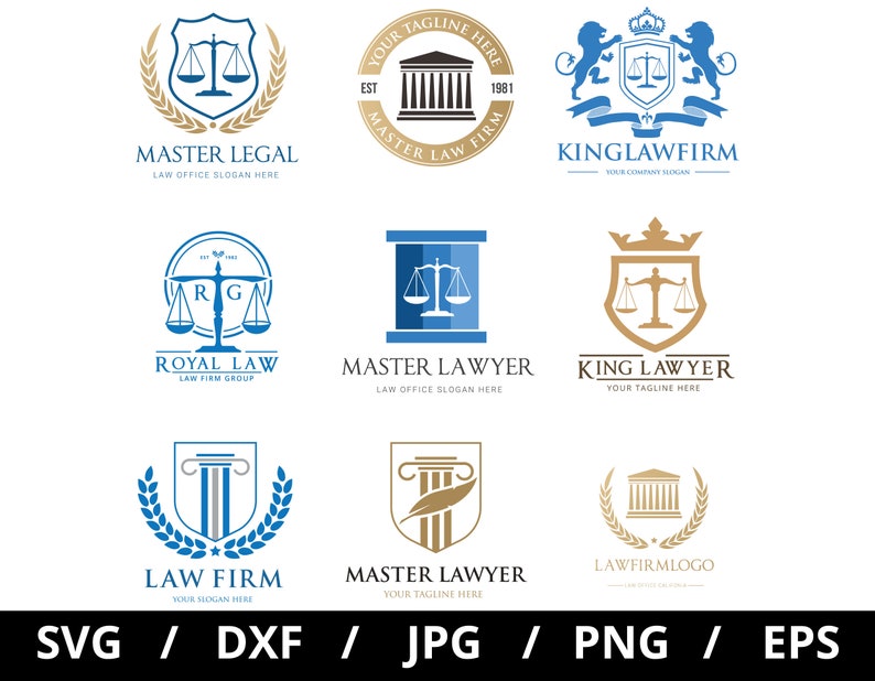 Law Firm Logo Sets Illustration Svg, Master Law Firm, Royal Law, King Lawyer, Law Firm Elements ...