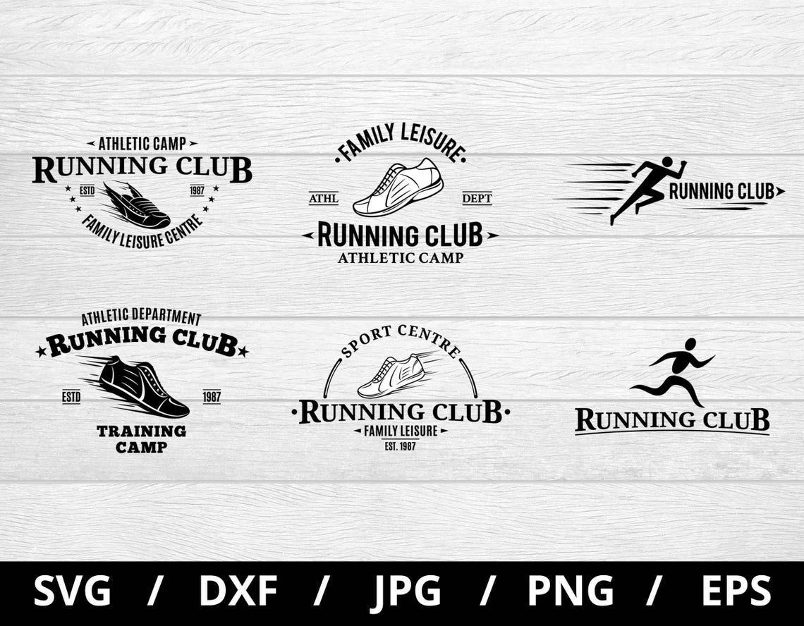 Running Club Logo Set: Athletic Emblems, Icon Badges (SVG, PNG, JPG) - Etsy