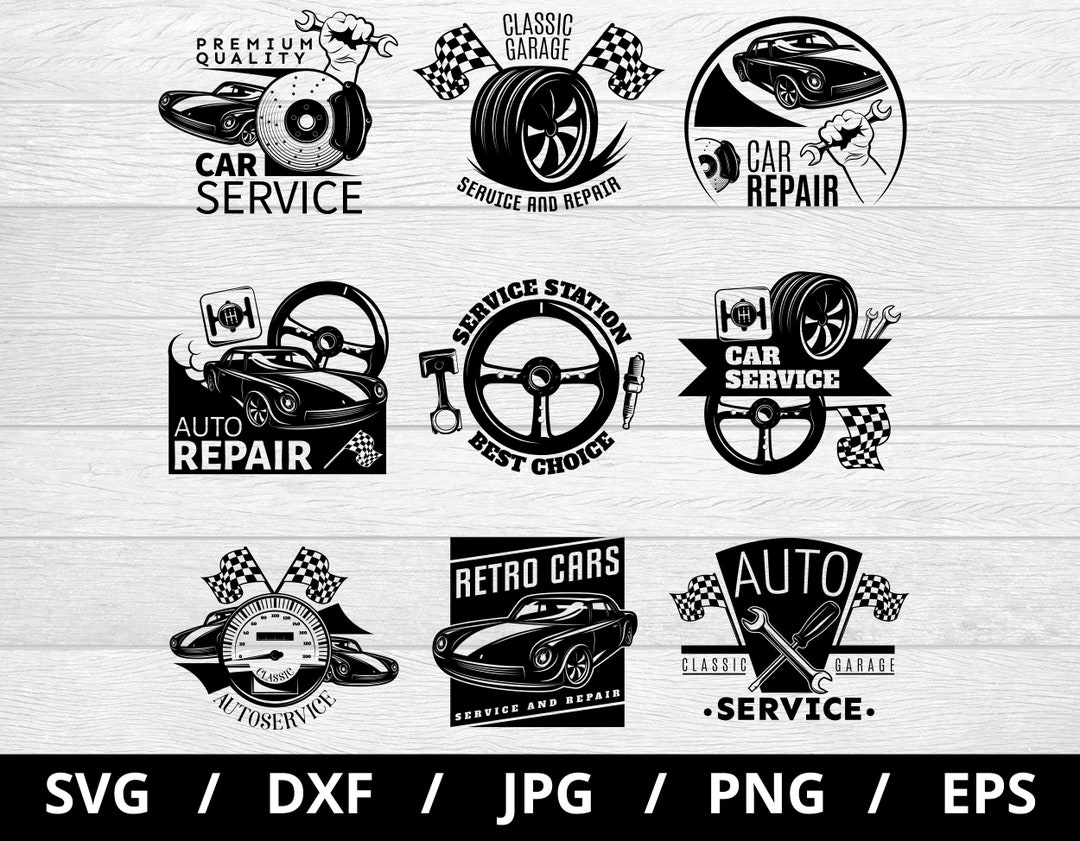 Auto Service Logo Sets Illustration Svg, Car Service, Garage Workshops ...