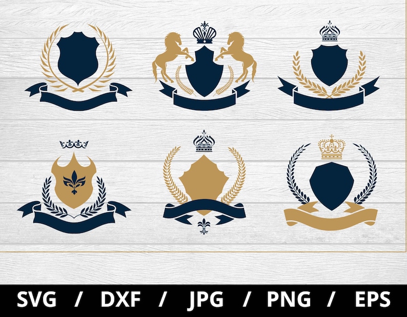 Luxury Crest Label Set, Royal Shield Badges, Golden Crown Wing SVG - Etsy