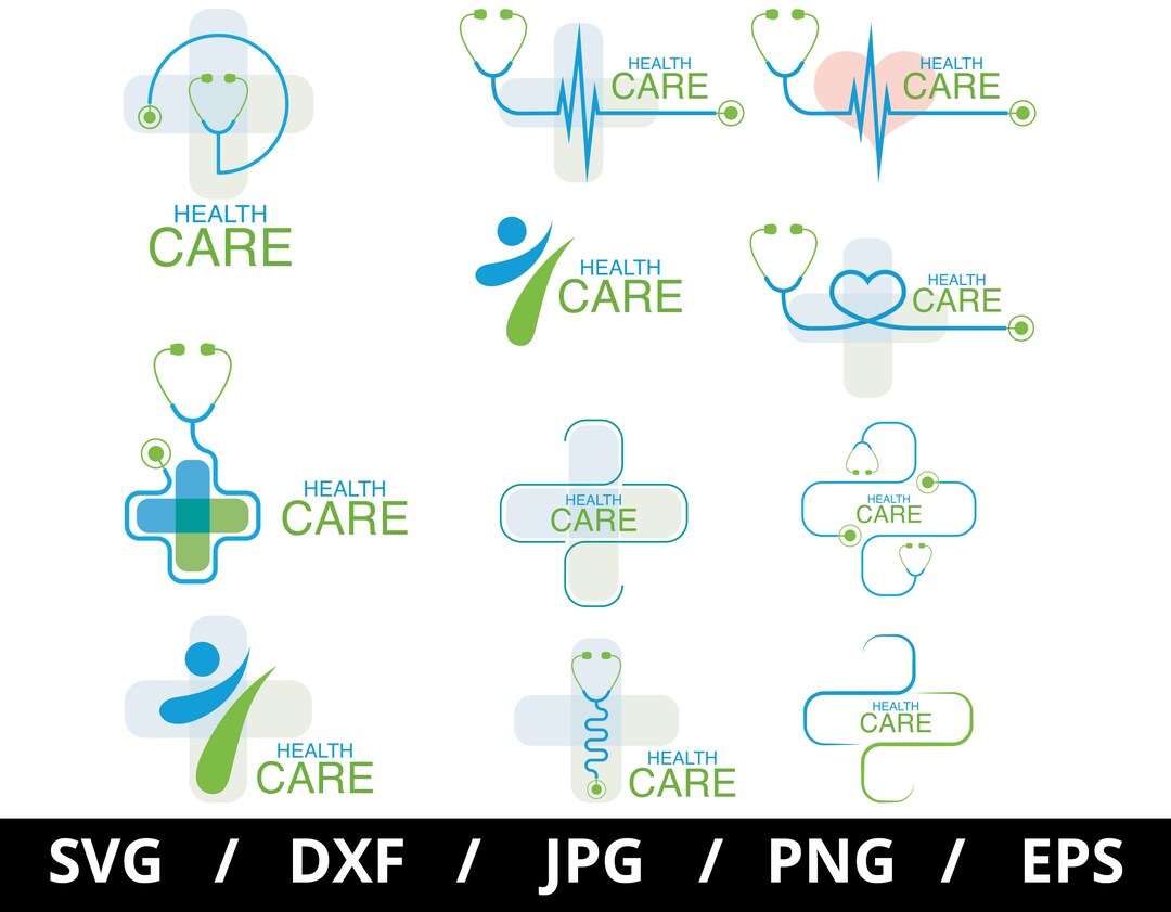 Healthcare Logo Set, Medical Clinic Emblems (svg, Eps, Dxf, Jpg, Png ...
