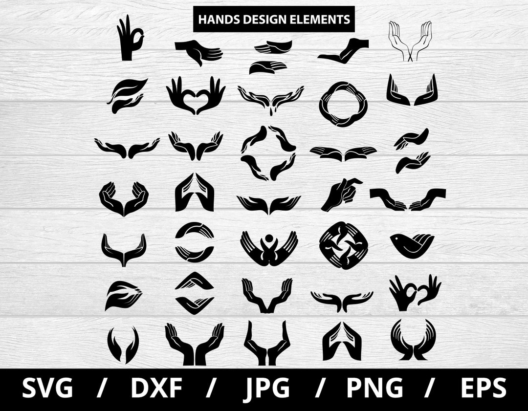 Hands Gestures Design Elements Logo Sets Collection Illustration Svg ...