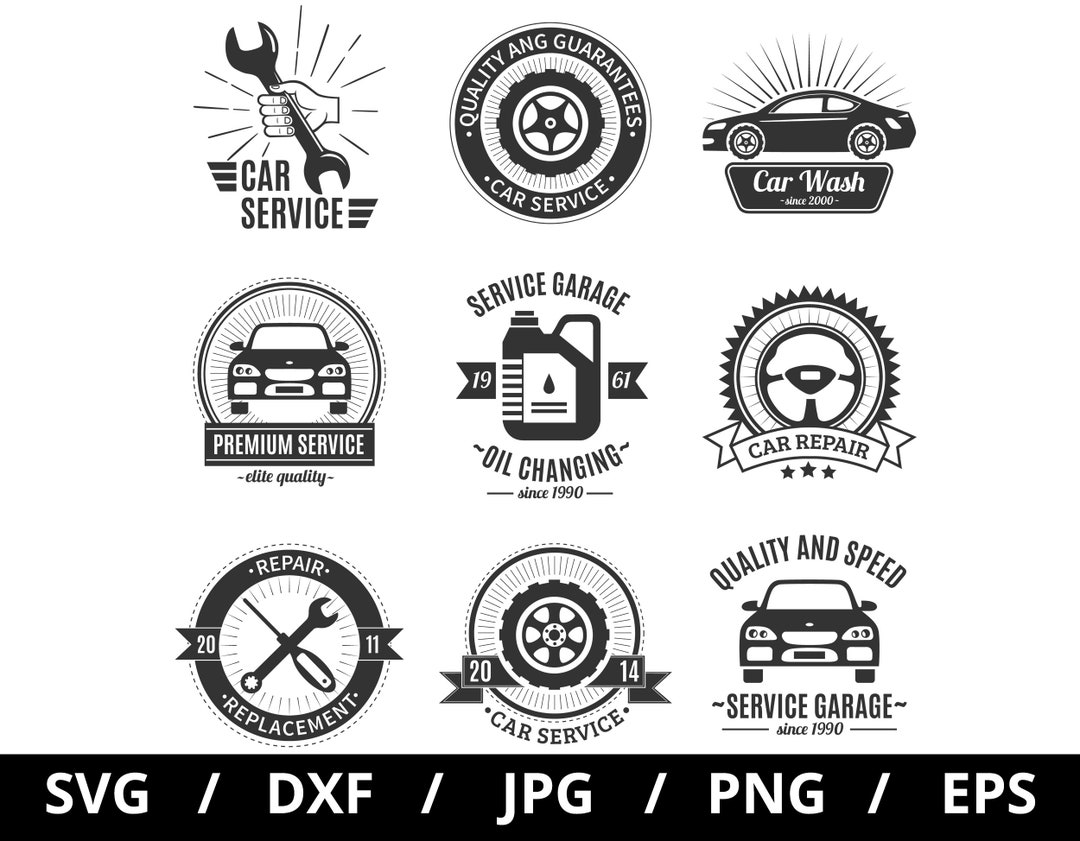 Auto Service Logo Sets Illustration svg Autowäsche Garage - Etsy.de
