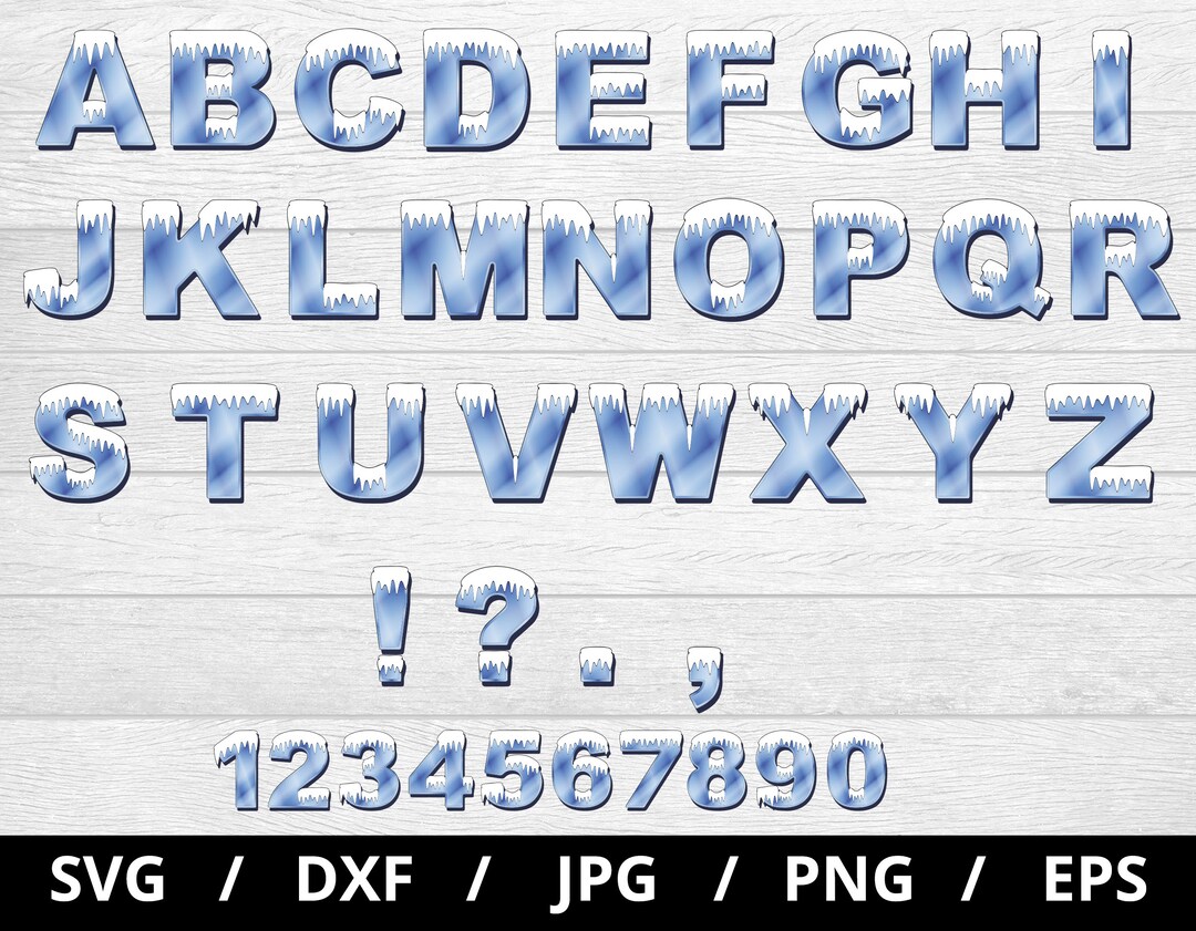 Winter Ice Font, Blue Alphabet Letters Clipart (svg, Png, Eps, Dxf, Jpg ...