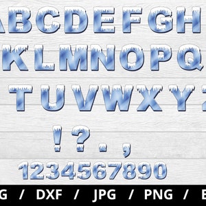 Winter Ice Font, Blue Alphabet Letters Clipart (svg, Png, Eps, Dxf, Jpg ...