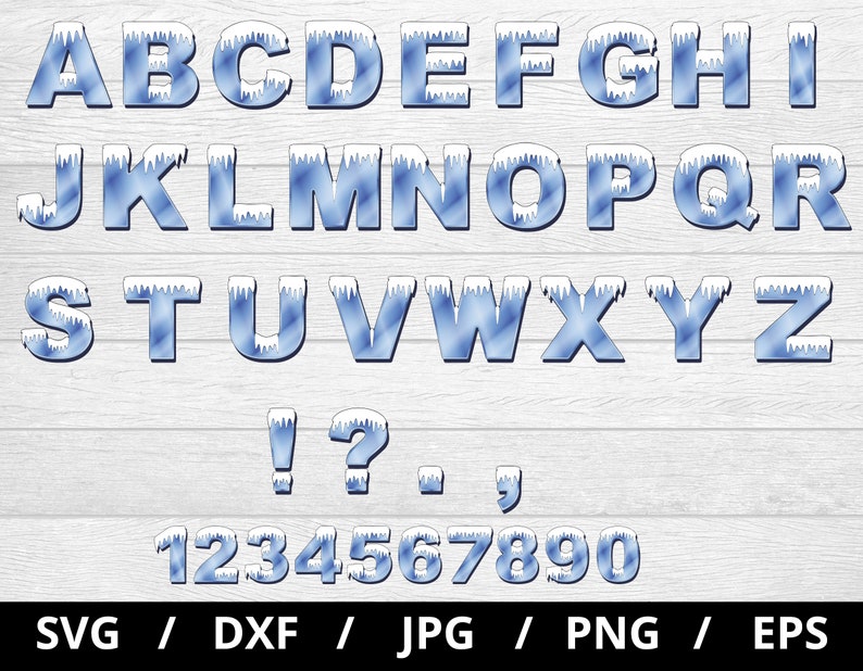 Winter Ice Snow Pattern 26 Letter English Alphabet Educational Learning ...