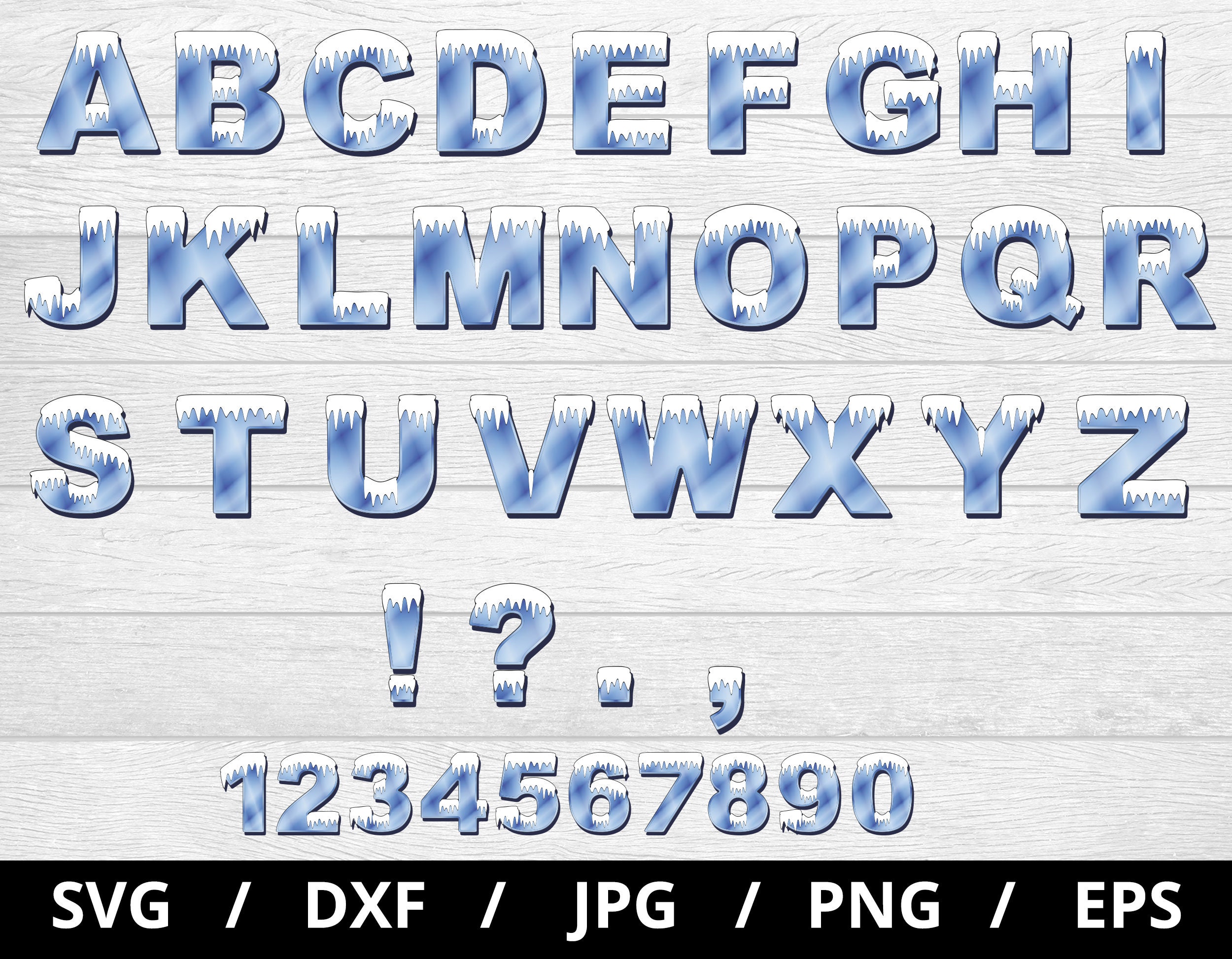 Winter Ice Font, Blue Alphabet Letters Clipart (svg, Png, Eps, Dxf, Jpg ...