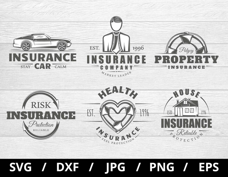 Insurance Logo Collection, Business Icons (svg, Eps, Dxf, Jpg, Png) - Etsy