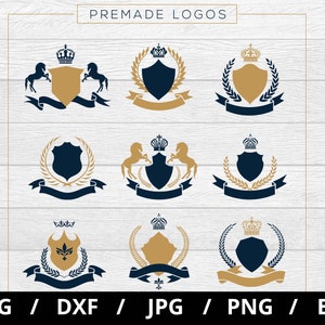 Luxury Crest Label Set, Royal Shield Badges, Golden Crown Wing SVG - Etsy