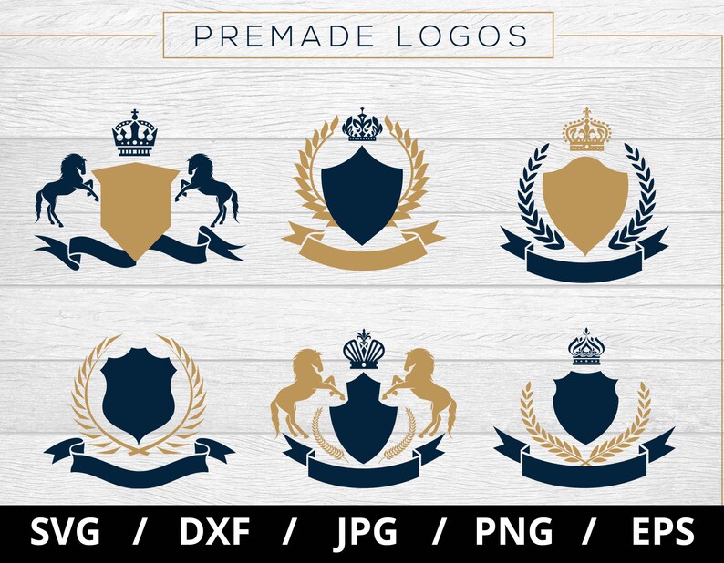 Luxury Crest Label Set, Royal Shield Badges, Golden Crown Wing SVG - Etsy