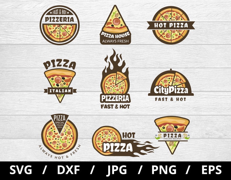 Pizzeria Logo Sets Illustration Svg, Pizza House, Pizza Italian, Pizza ...