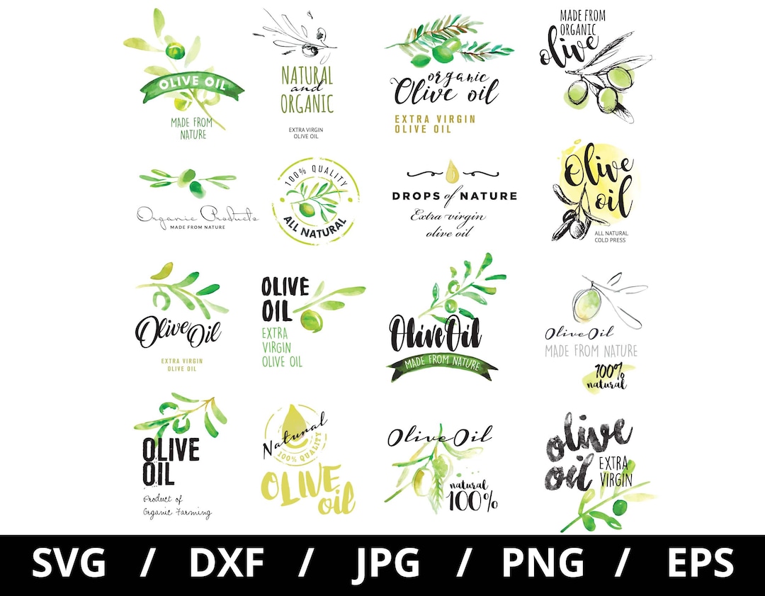 Olive Oil Labels Sets Illustration Svg, Olive Oil Svg, Olive Oil ...